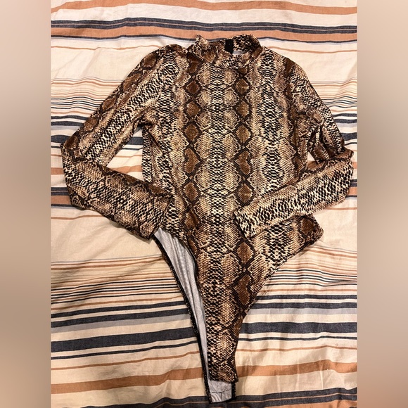 SHEIN | Tops | Snakeskin Body Suit Long Sleeve | Poshmark